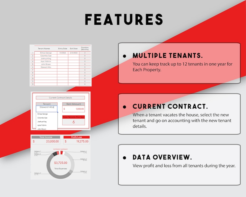 Rental Spreadsheet, Landlord Tracker, Income and Expenses, Excel ...
