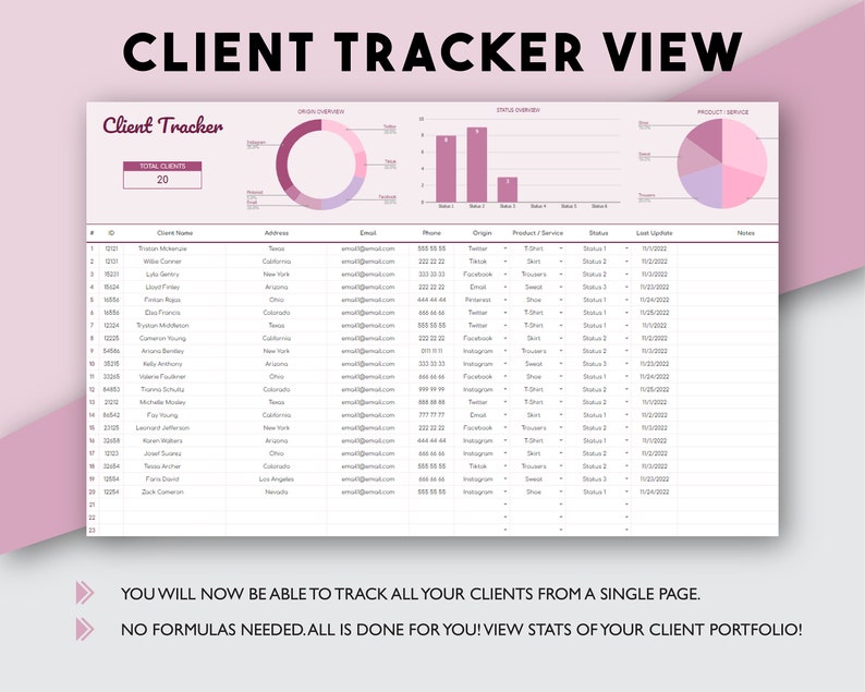 Client List, Client Tracker, Client Management, Client Spreadsheet ...