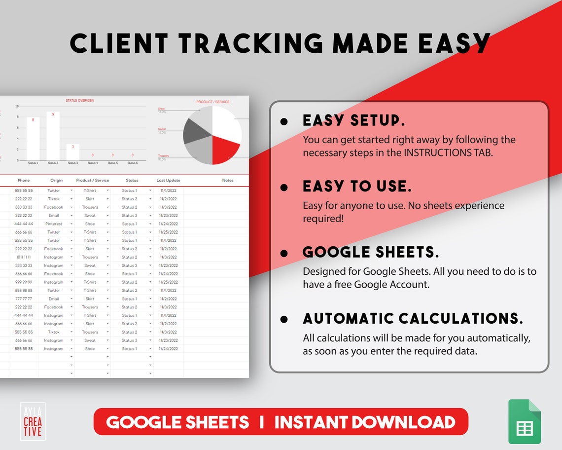 Client Tracker, Client Spreadsheet, Google Sheet Planner, CRM Template ...