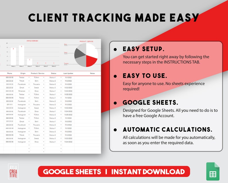 Client Tracker, Client Spreadsheet, Google Sheet Planner, CRM Template ...