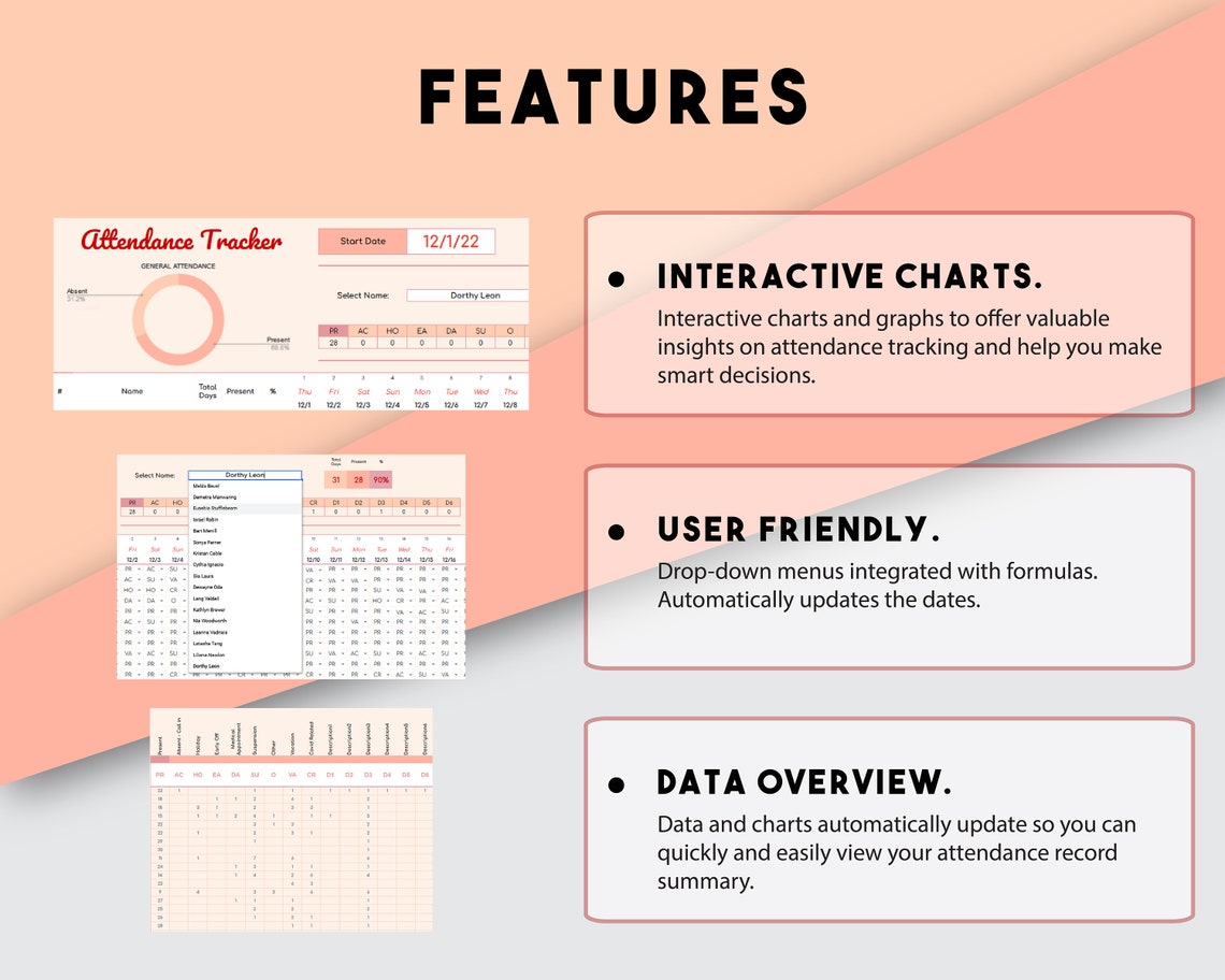 Attendance Tracker | Employee Attendance | Attendance Chart | Absence ...