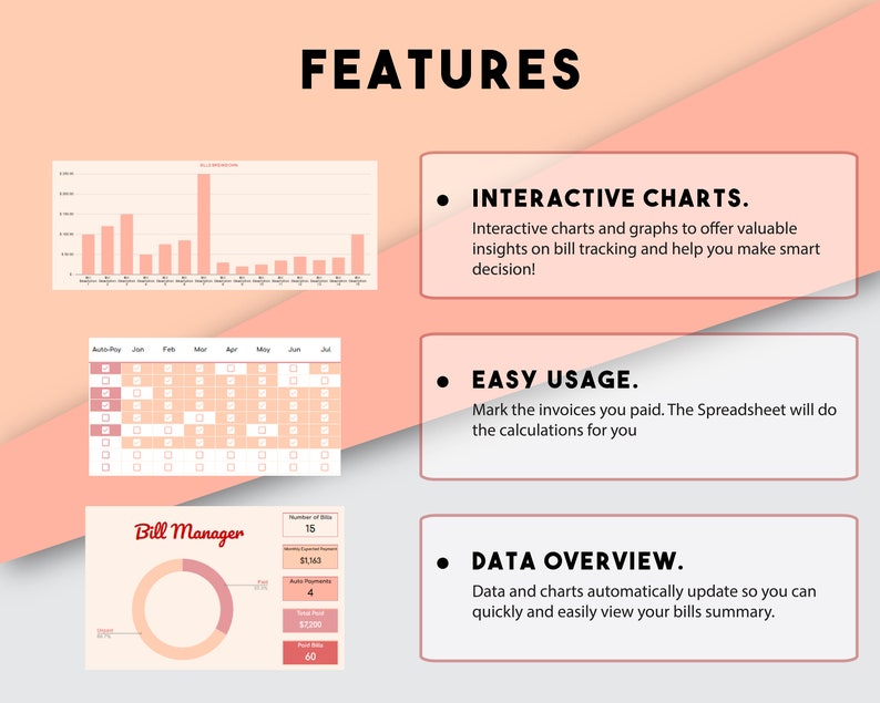 Bill Tracker Expense Tracker Budget Template Personal Finance Financial ...