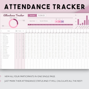Attendance Tracker Employee Attendance Homeschool Tracker Teacher ...