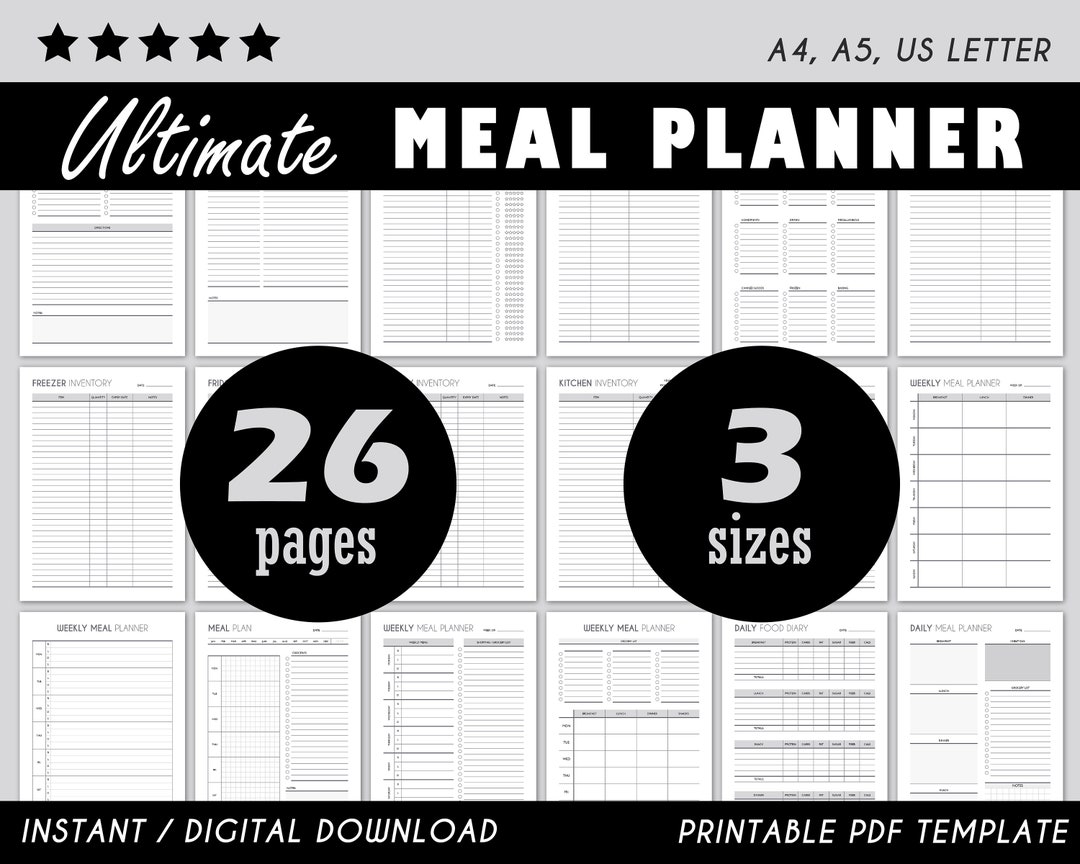 Weekly Meal Planner, Printable Meal Plan, Meal Tracker, Weekly Meal ...