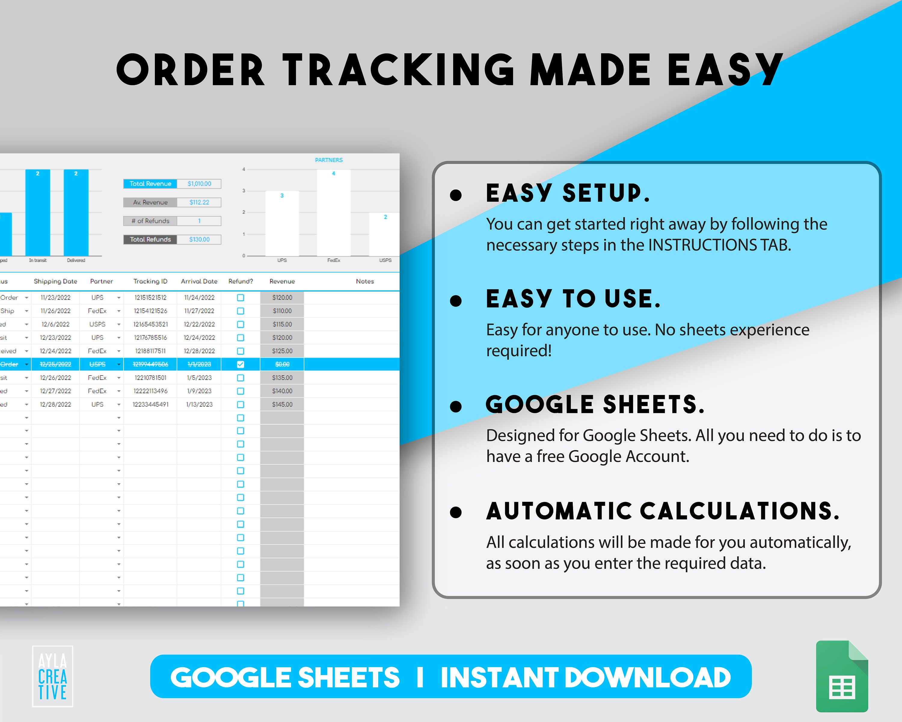 Order Log Order Tracking Google Sheets Spreadsheet Template Small ...