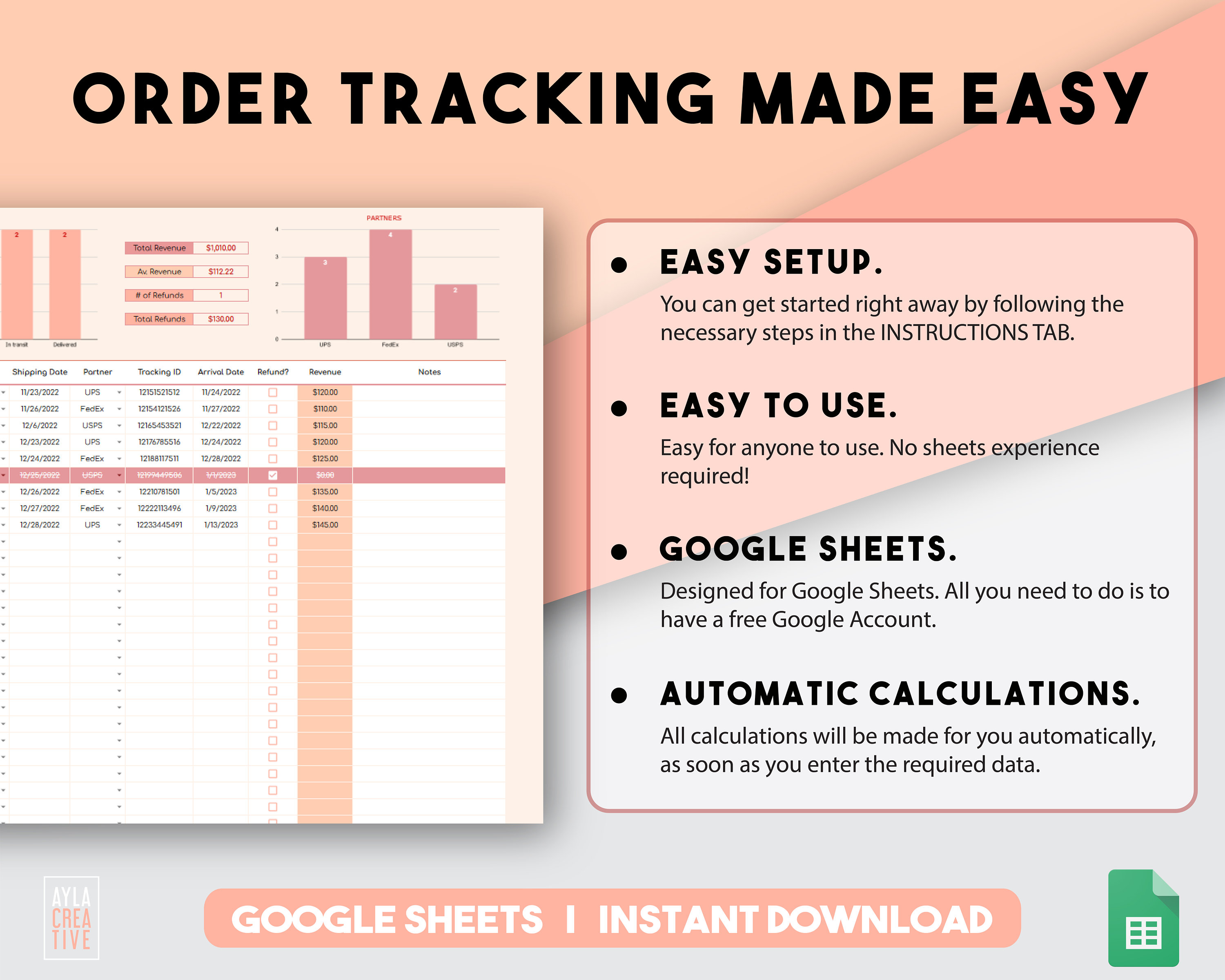 Order Tracker | Business Tracker | Small Business | Spreadsheet ...