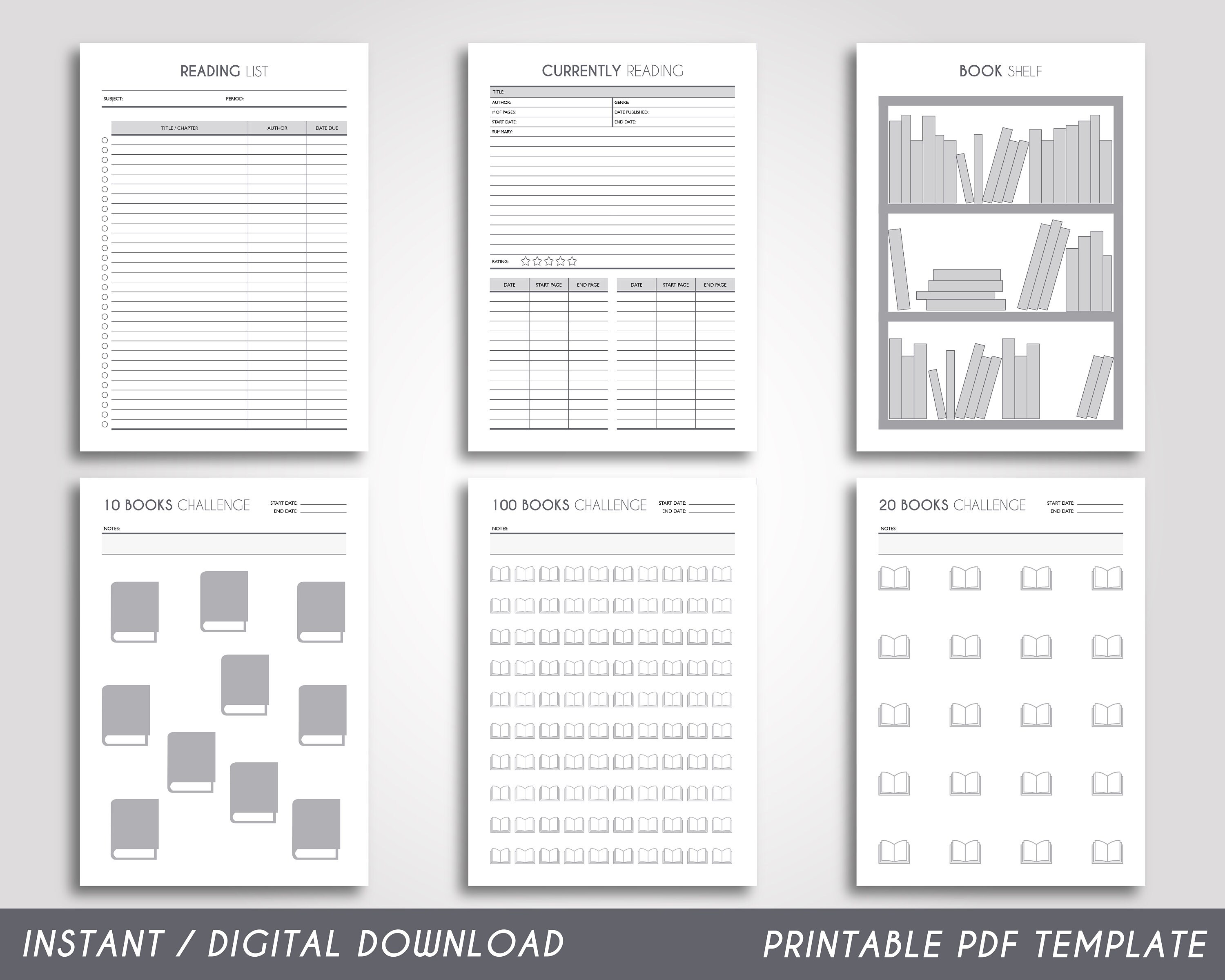 Reading Planner, Reading Journal, Book Planner, Printable Planner ...