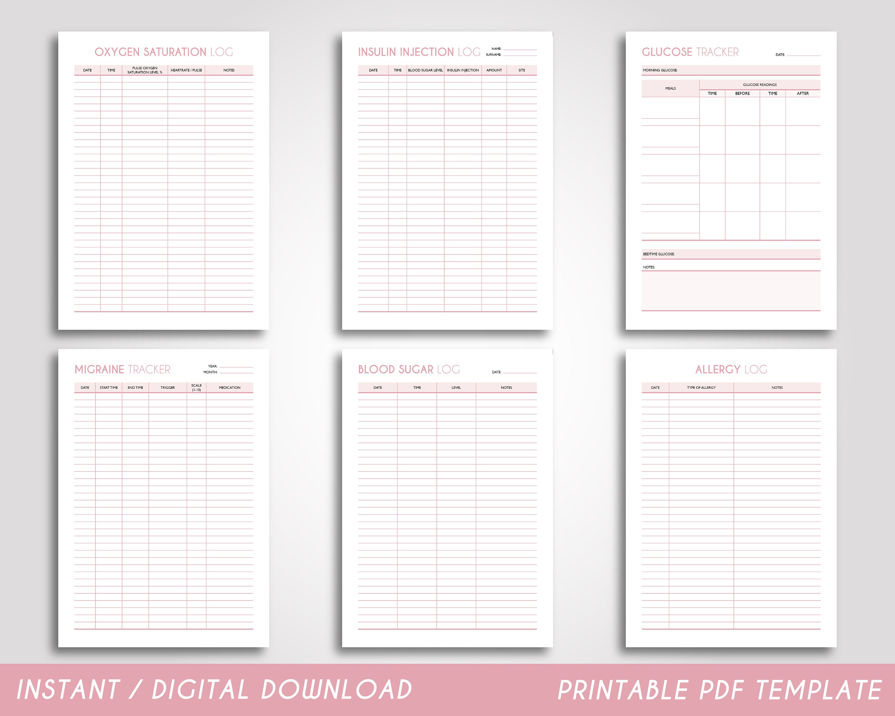 Medical Binder, Symptom Tracker, Medication Log, Medication Chart ...
