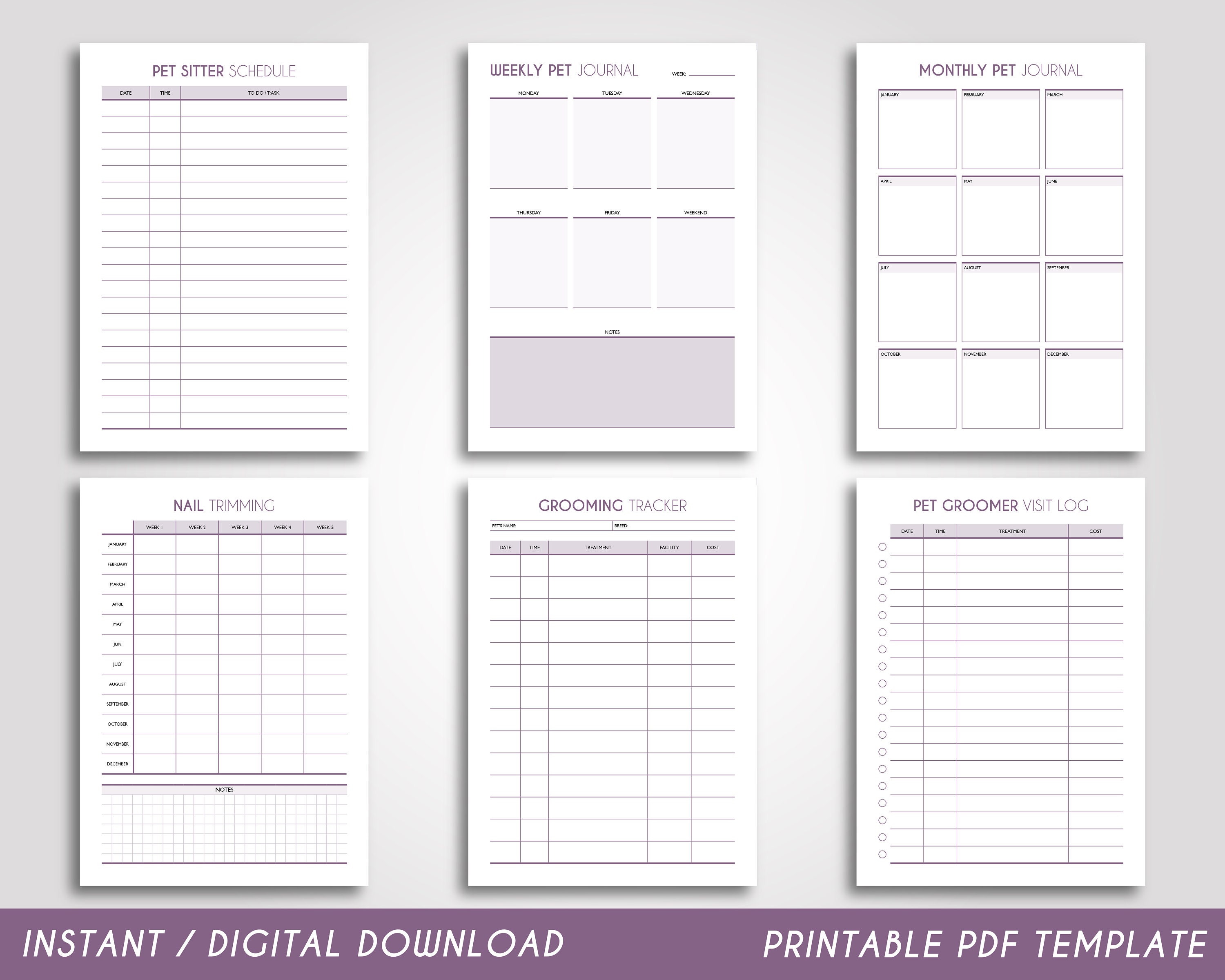 Pet Care Planner, Pet Care Binder, Pet Planner Template, Canva Template ...