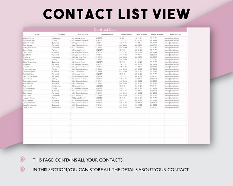 Digital Contact Book Address Book Vertical Contact Holiday Card Address ...