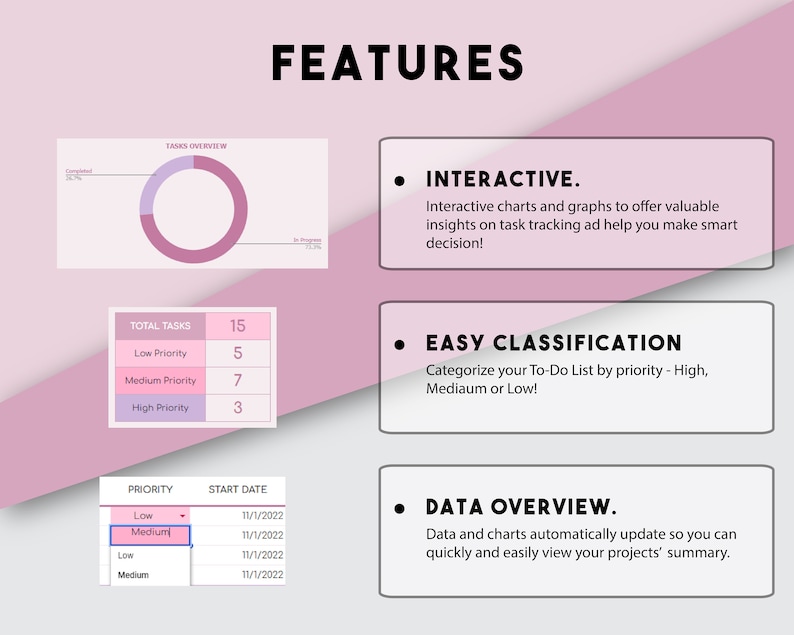 Task Tracker Digital to Do List Task Planner Google Sheets Template ...