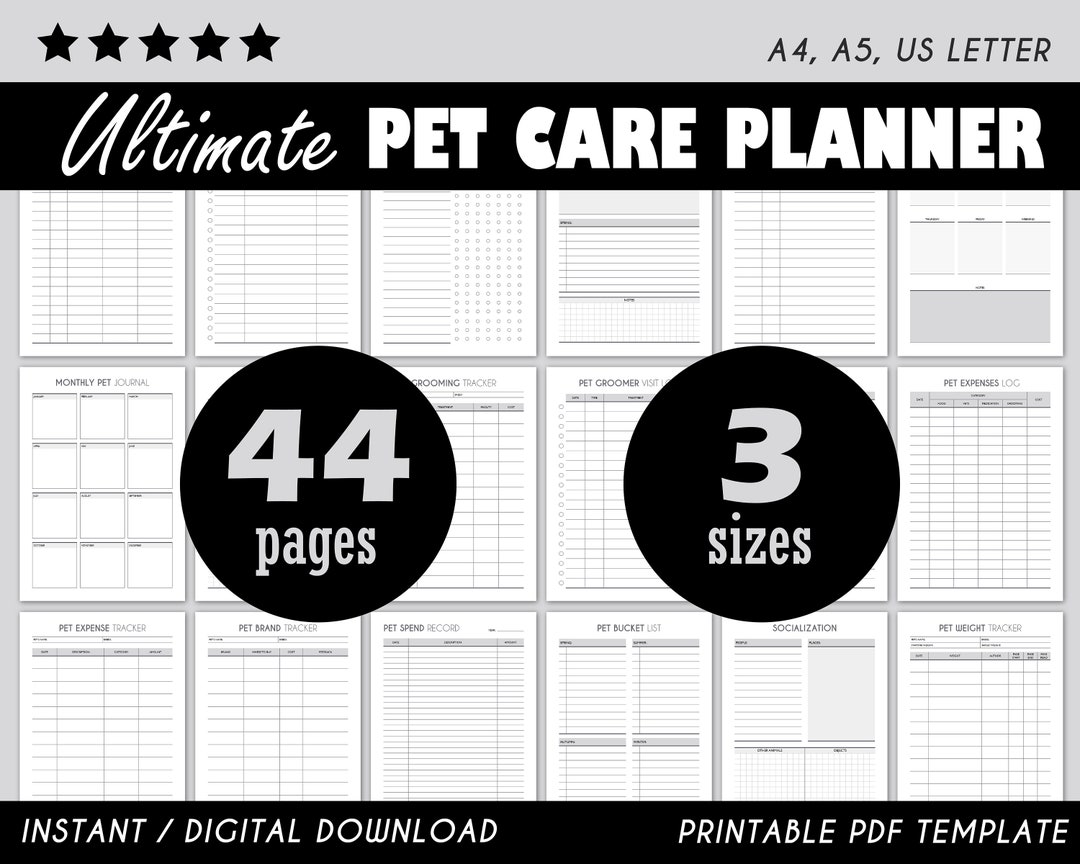 Pet Planner, Printable Planner, Dog Printable, Pet Care Planner, Dog ...