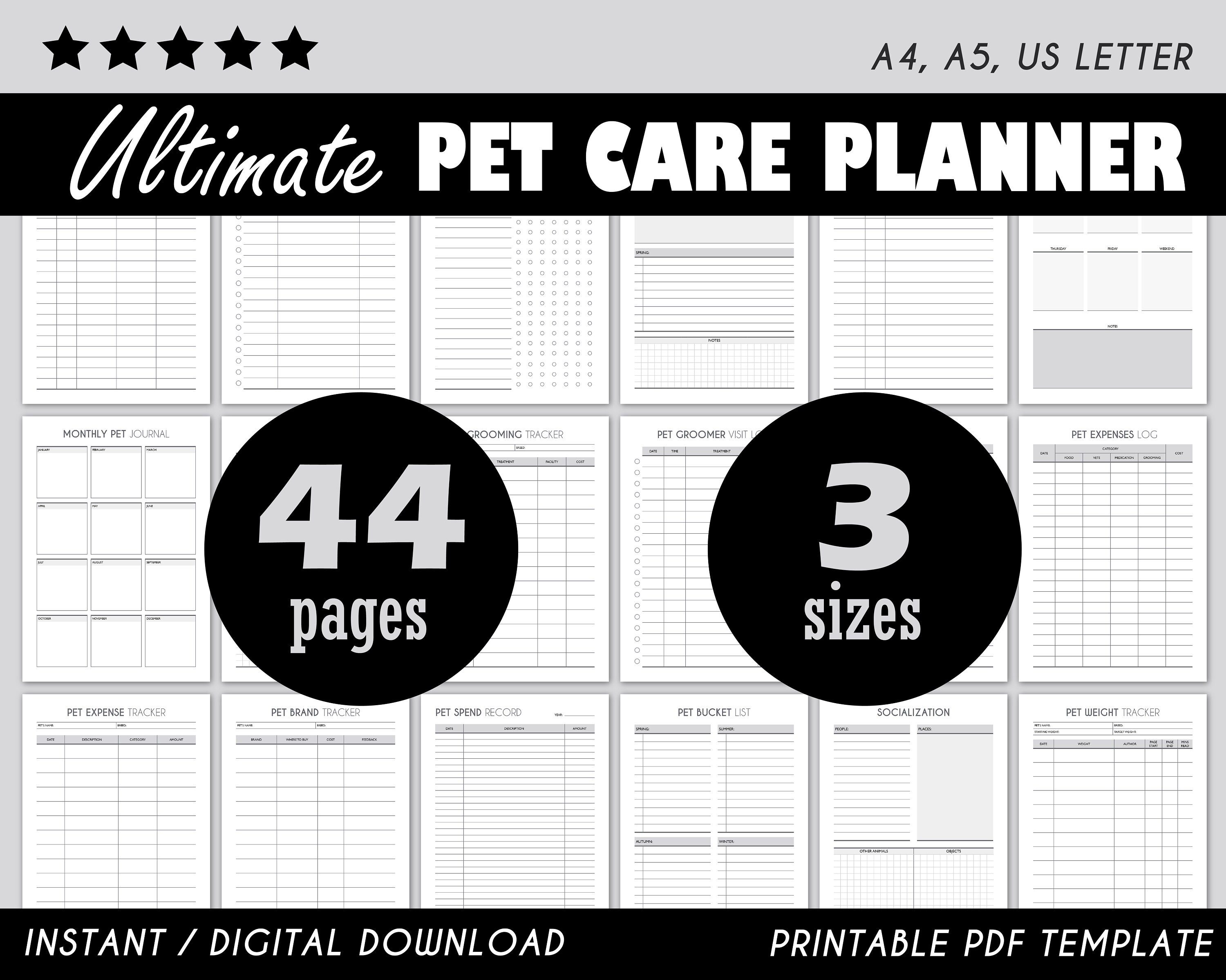 Pet Planner, Printable Planner, Dog Printable, Pet Care Planner, Dog ...