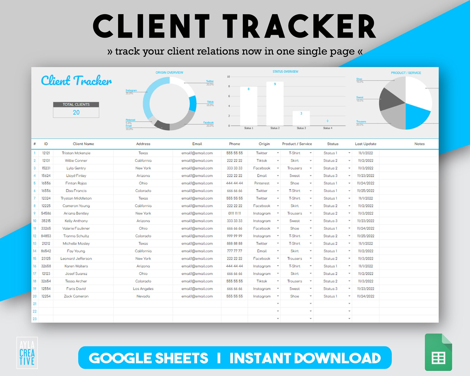 Client Tracker, Client Planner, Business Template, Business Planner ...
