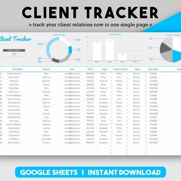 Client Tracker Dashboard - Etsy