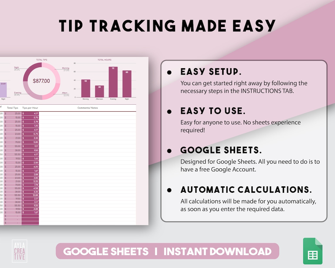 Tips Tracker Sheet Server Tips Restaurant Tips Tips Log Sheet Printable ...