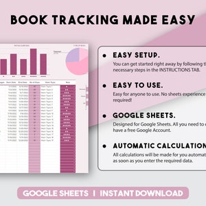 Book Tracker, Google Sheets, Digital Book Tracker, Google Sheets Book ...