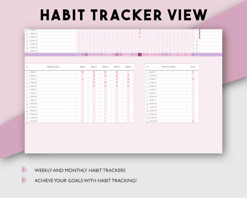 Habit Tracker Habit Tracking Google Sheets Spreadsheet Template Goal ...