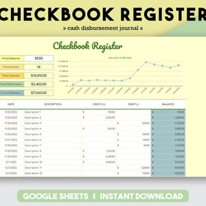 Checkbook Register Account Tracker Account Balance Excel Template ...