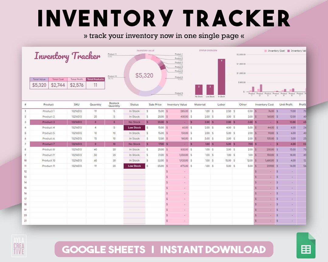 Inventory Tracker Inventory List Inventory Sheet Inventory Log ...