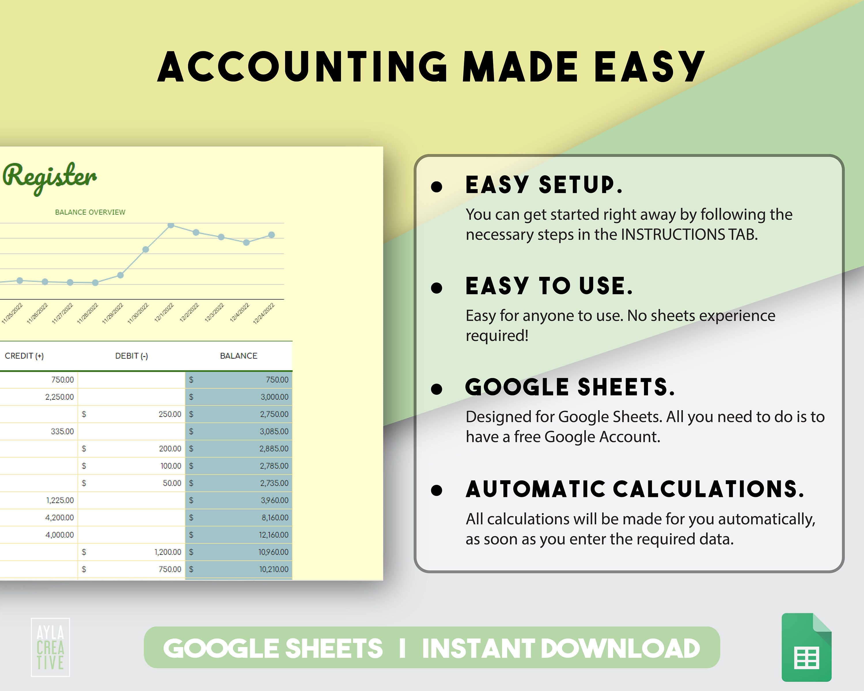 Checkbook Register Account Tracker Account Balance Excel Template ...