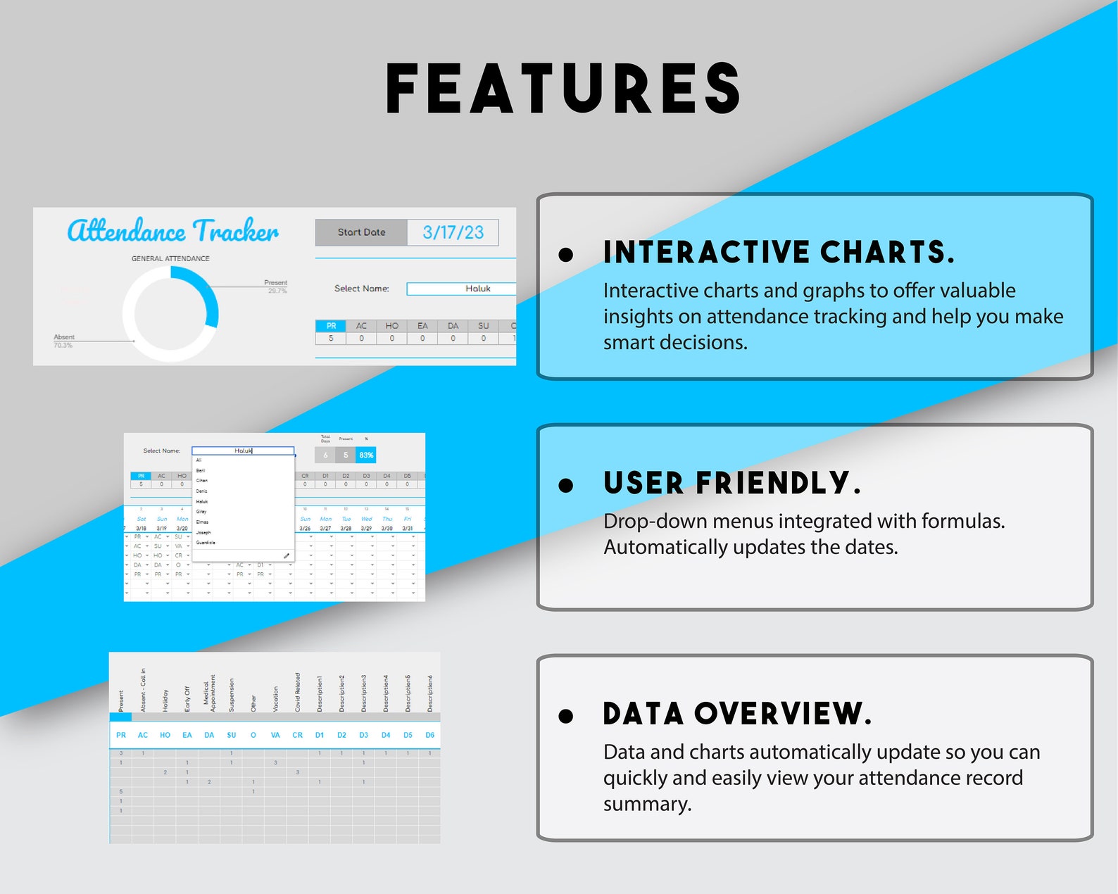 Attendance Tracker School Attendance Absence Tracker Google Sheets ...