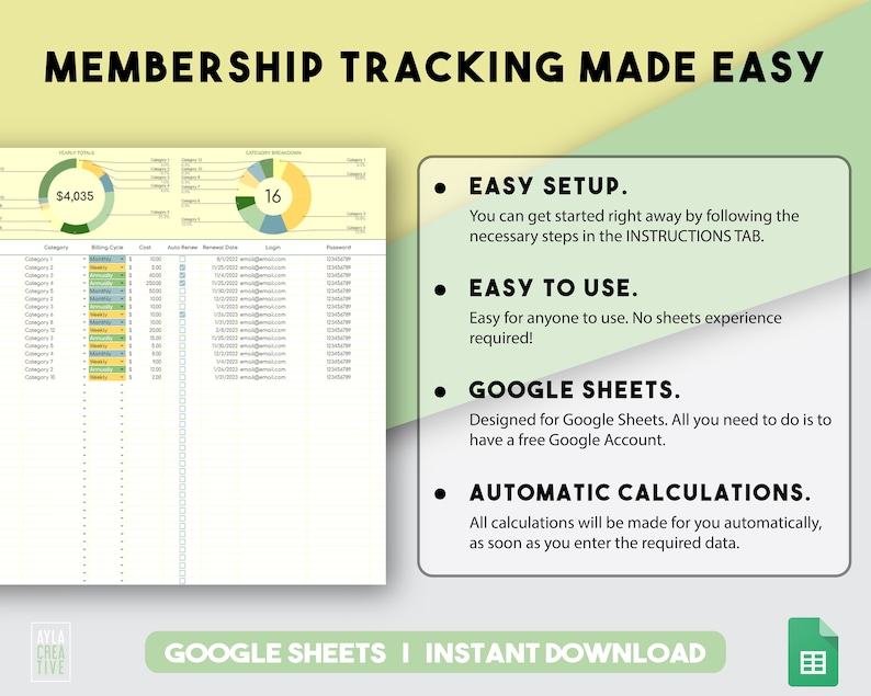 Subscription Tracker Membership Tracker Easy Budgeting Subscription ...