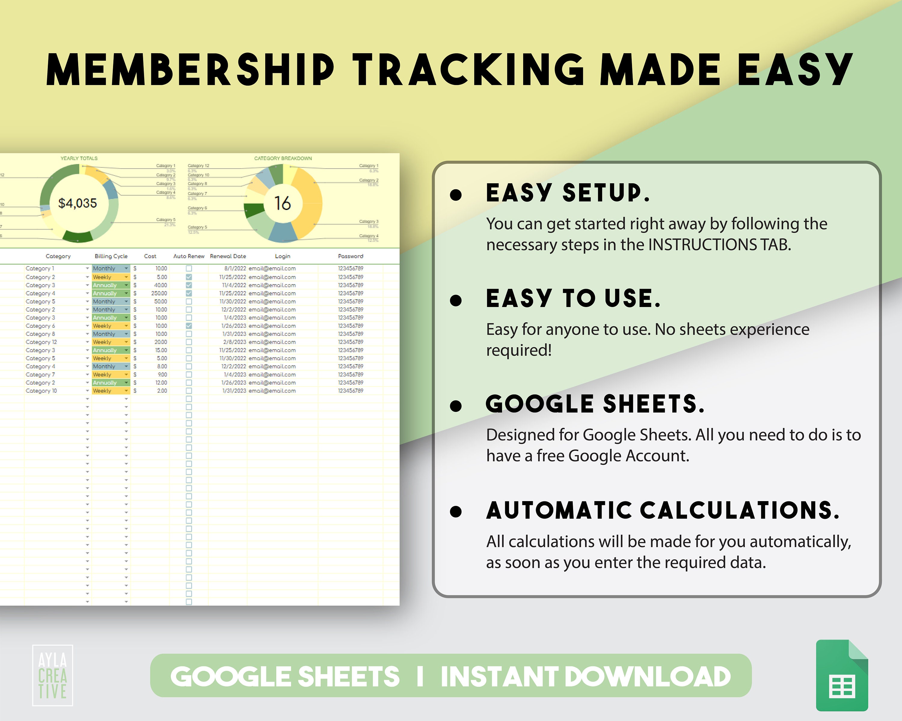 Subscription Tracker Membership Tracker Easy Budgeting Subscription ...