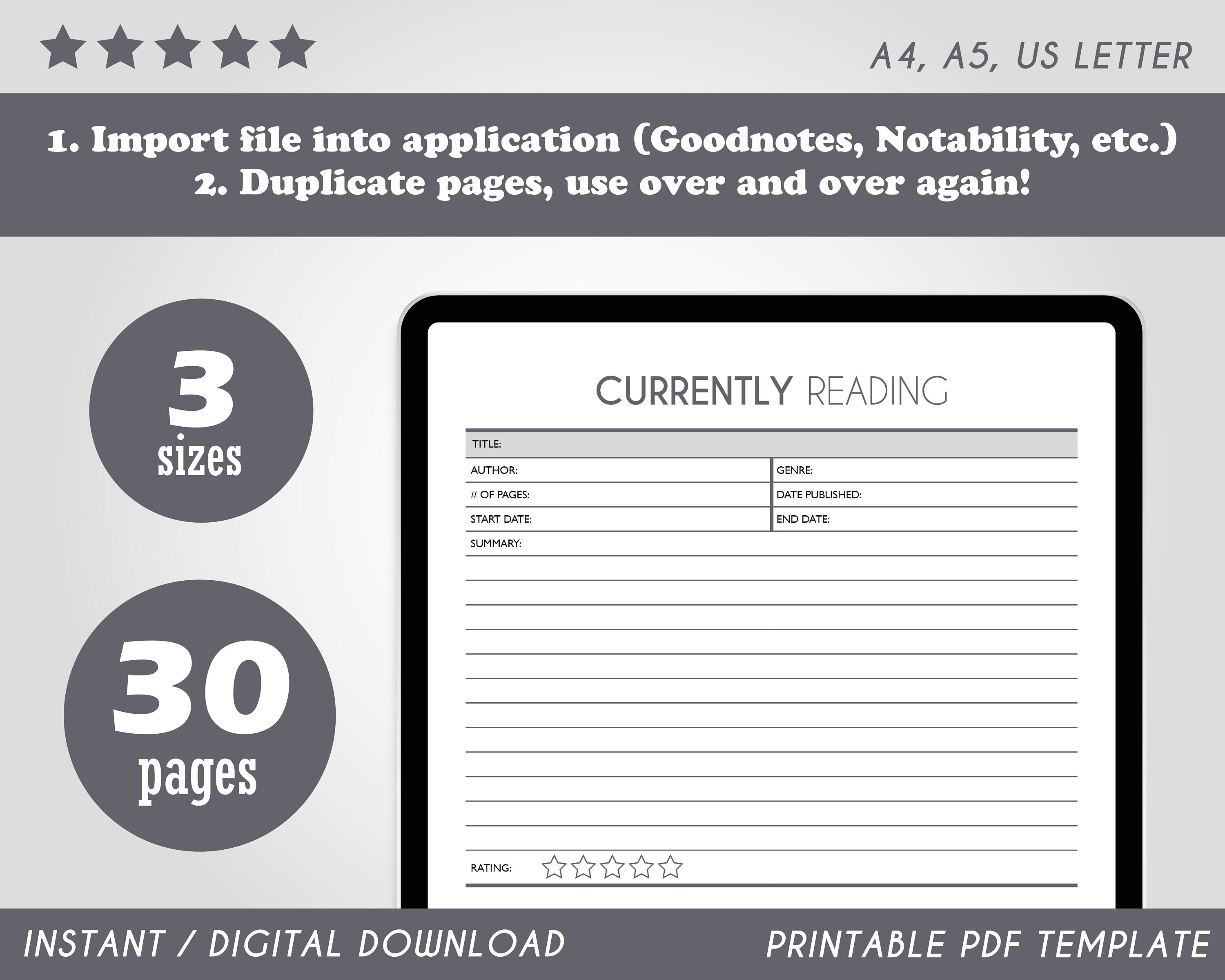 Reading Planner, Reading Journal, Book Planner, Printable Planner ...