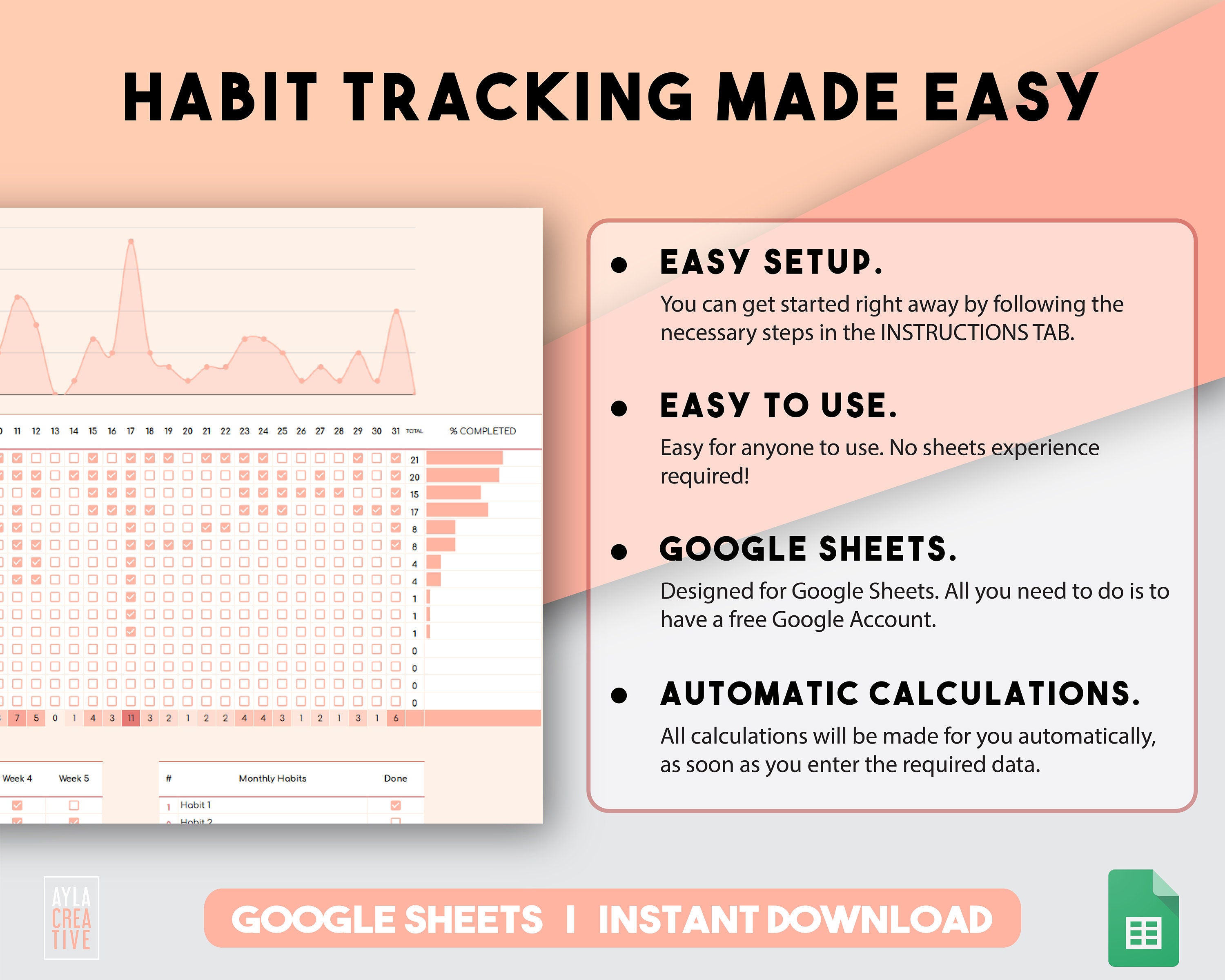 Habit Tracker Goal Tracker Habit Tracker Sheet Habit Tracker Excel ...