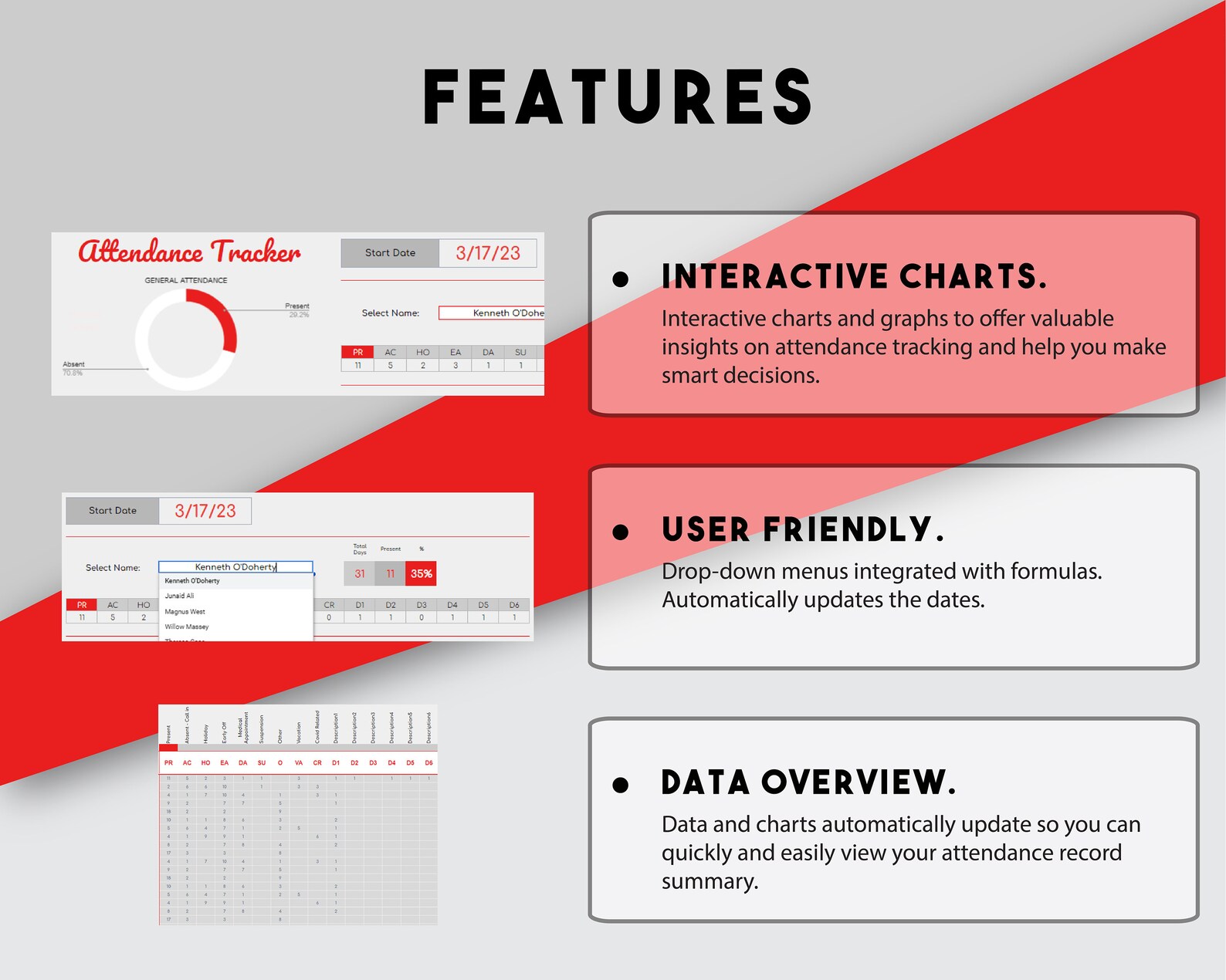 Attendance Sheet Employee Attendance Attendance Tracker Attendance ...