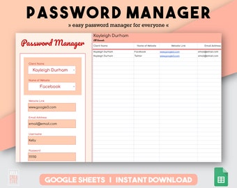 Password Tracker and Manager Google Sheets Template | Password ...