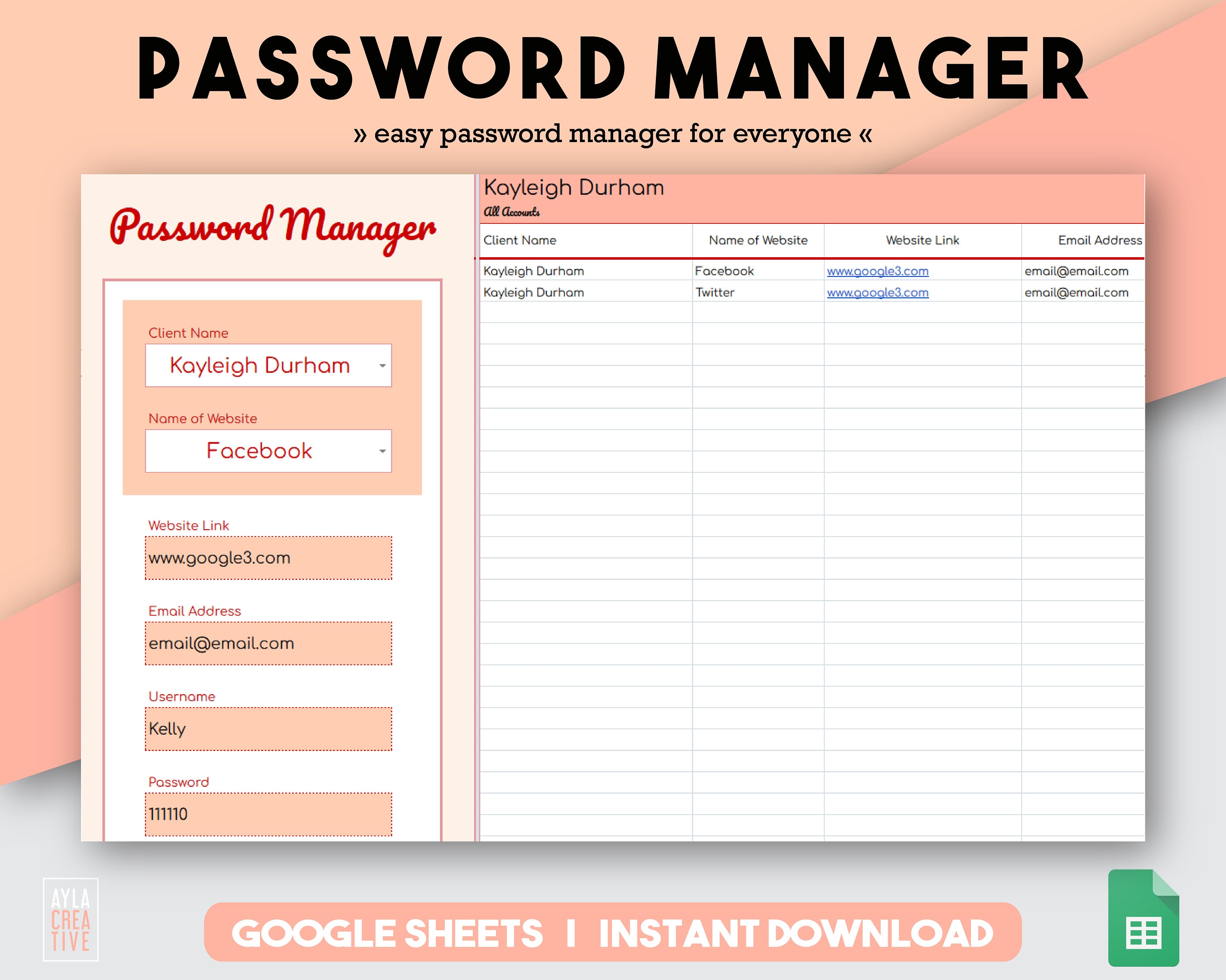 Password Manager | Password Sheets | Password Generator | Password ...