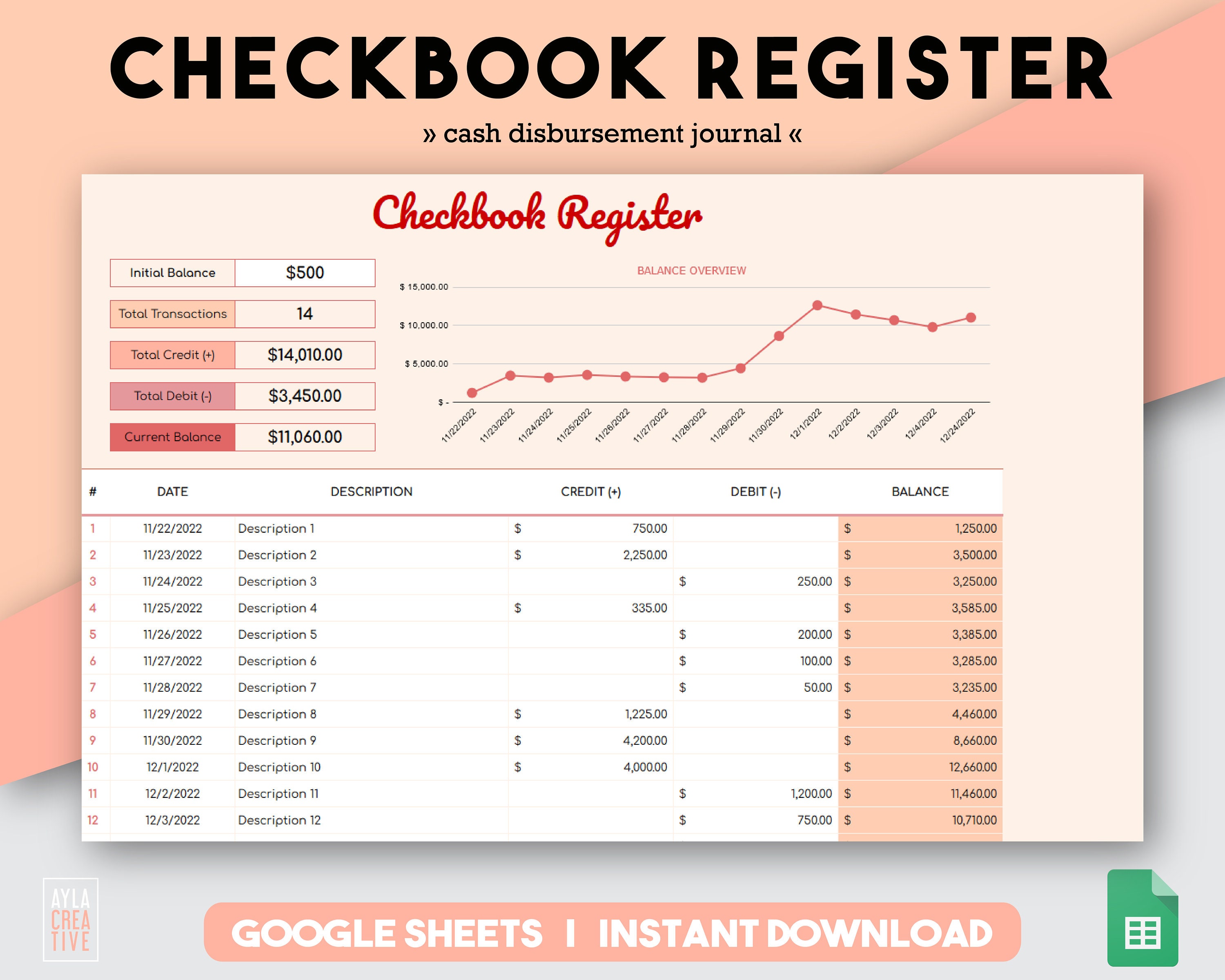 Checkbook Register | Checkbook Template | Checkbook Planner | Digital ...