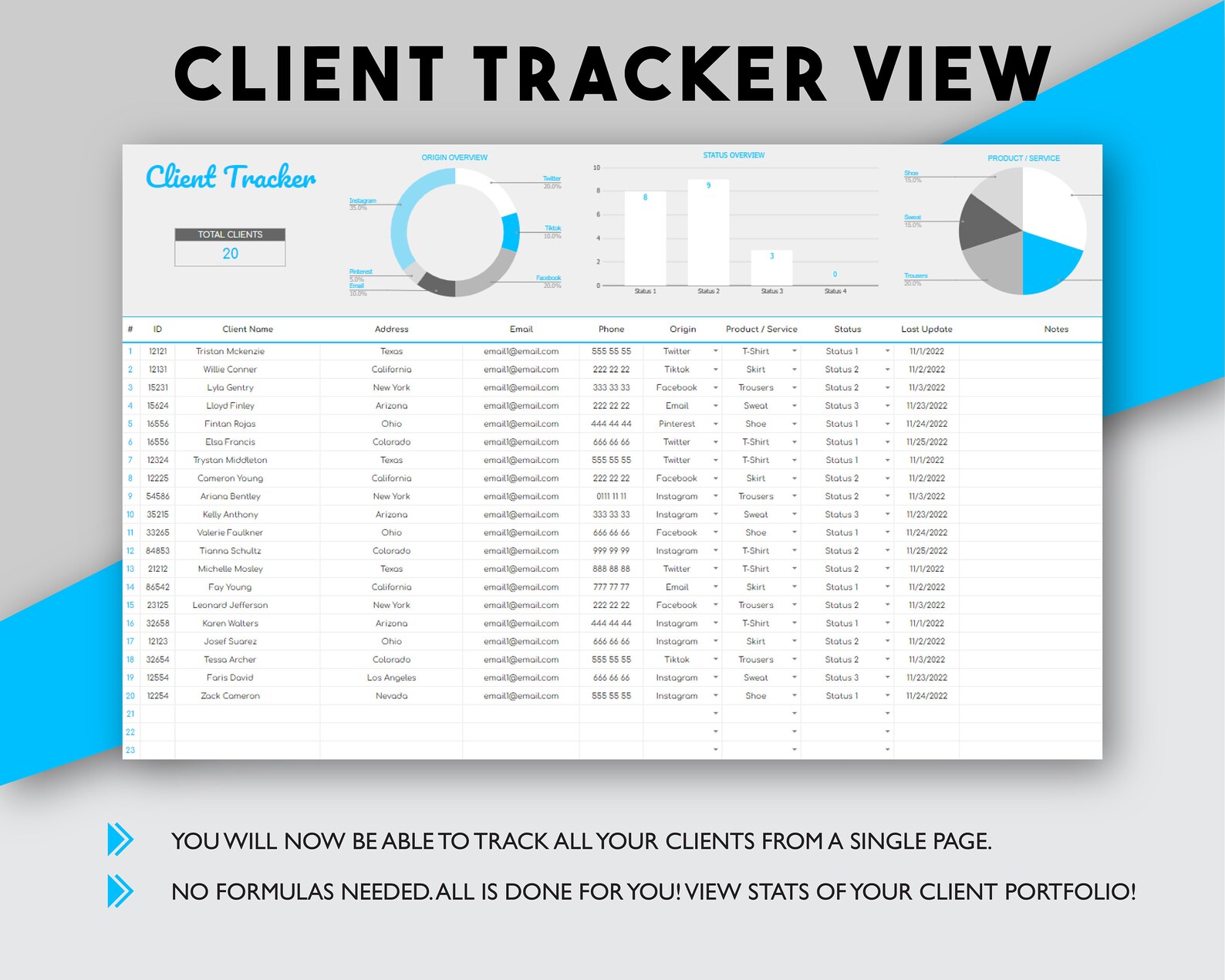 Client Tracker, Client Planner, Business Template, Business Planner ...