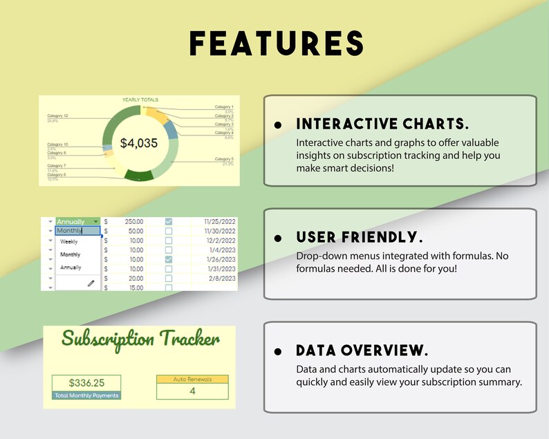 Subscription Tracker Membership Tracker Easy Budgeting Subscription ...