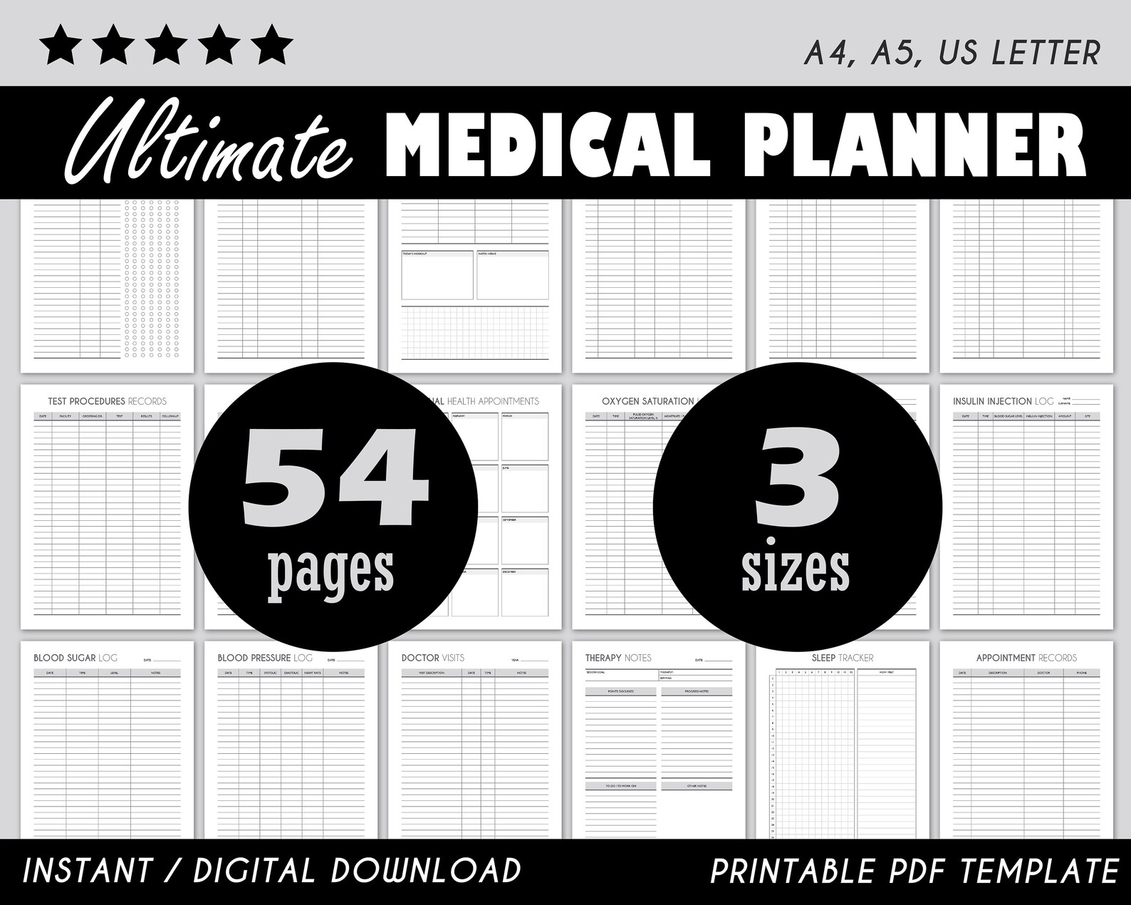 Medical Planner, Wellness Planner, Health Care Planner, Printable ...