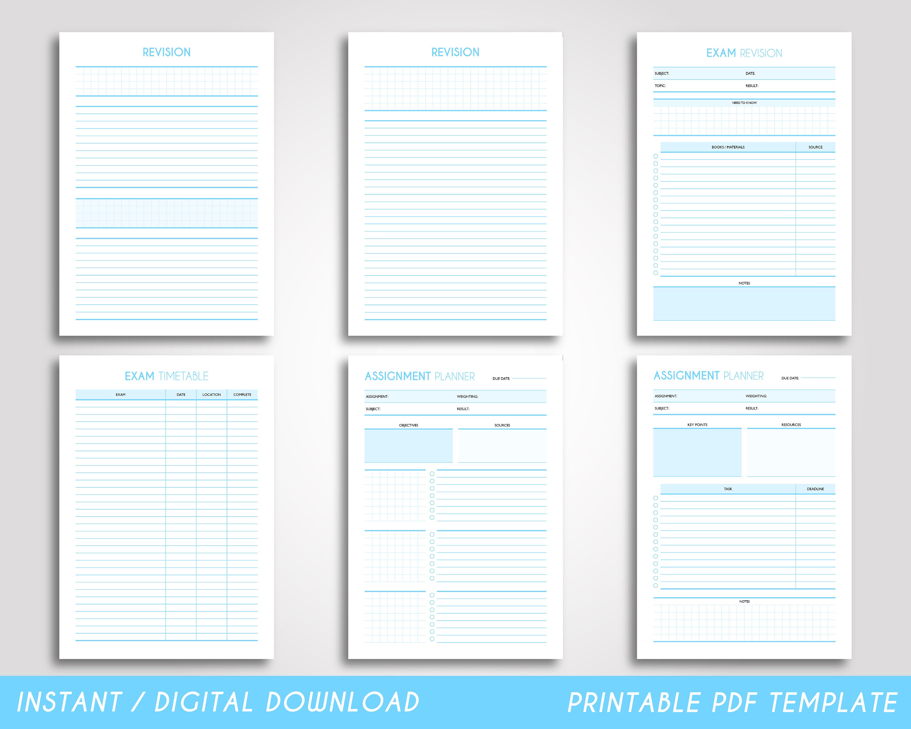 Study Planner, Pomodoro Planner, Student Planner, Lesson Schedule, Exam ...