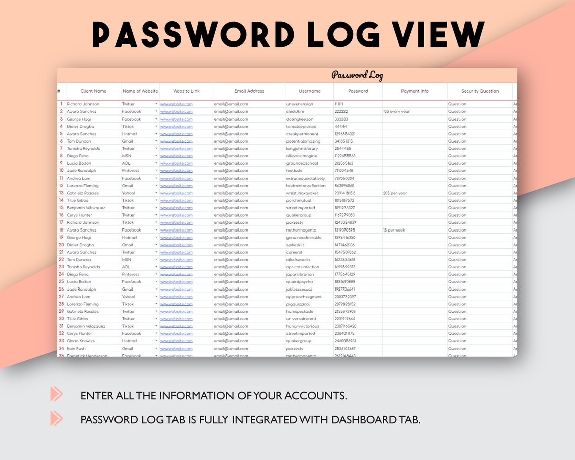 Password Manager | Password Sheets | Password Generator | Password ...