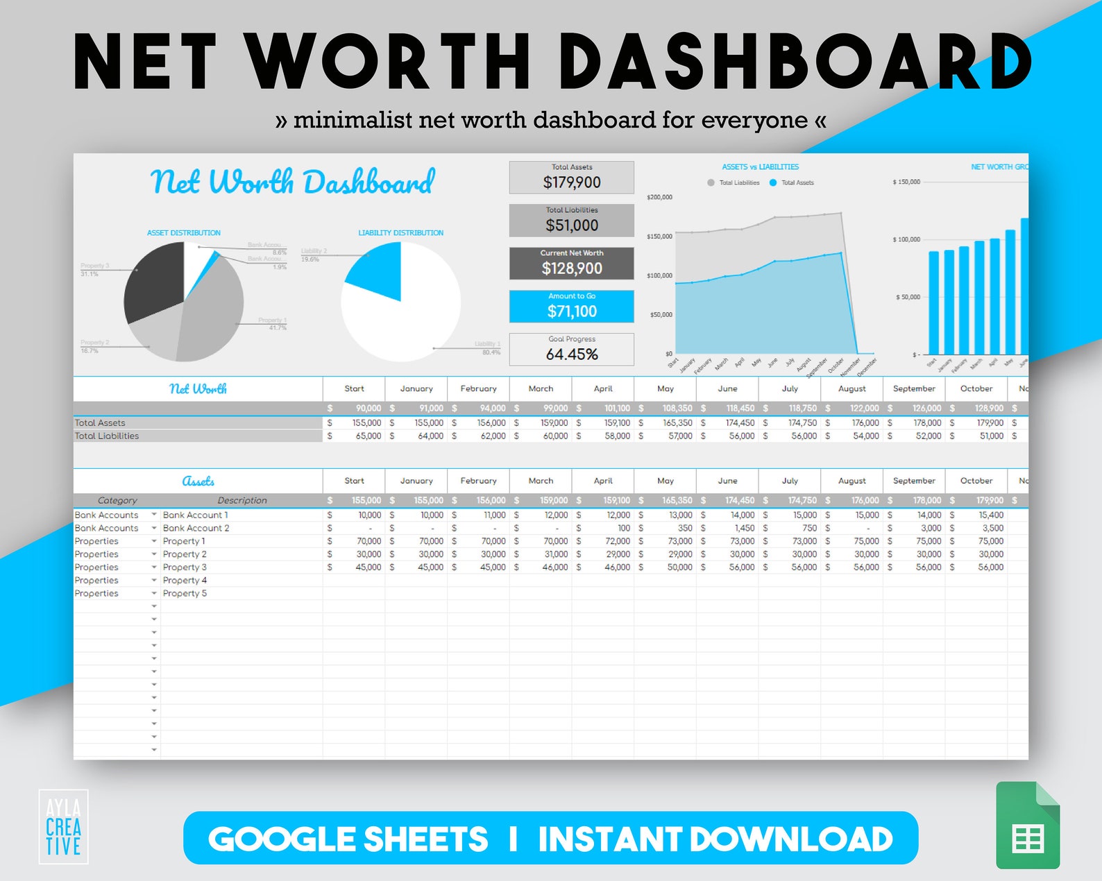 Net Worth Planner Personal Finance Financial Planner Budget Template ...