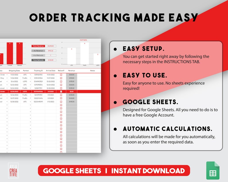Order Tracker Business Tracker Small Business Bookkeeping Google Sheets ...