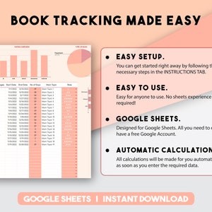 Reading Log Tracker | Book Tracker | Book Inventory | Book Spreadsheet ...