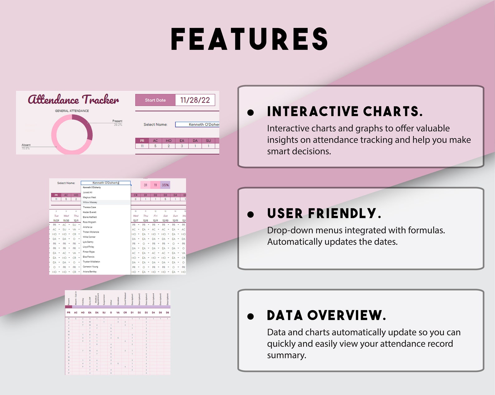 Attendance Tracker Employee Attendance Homeschool Tracker Teacher ...