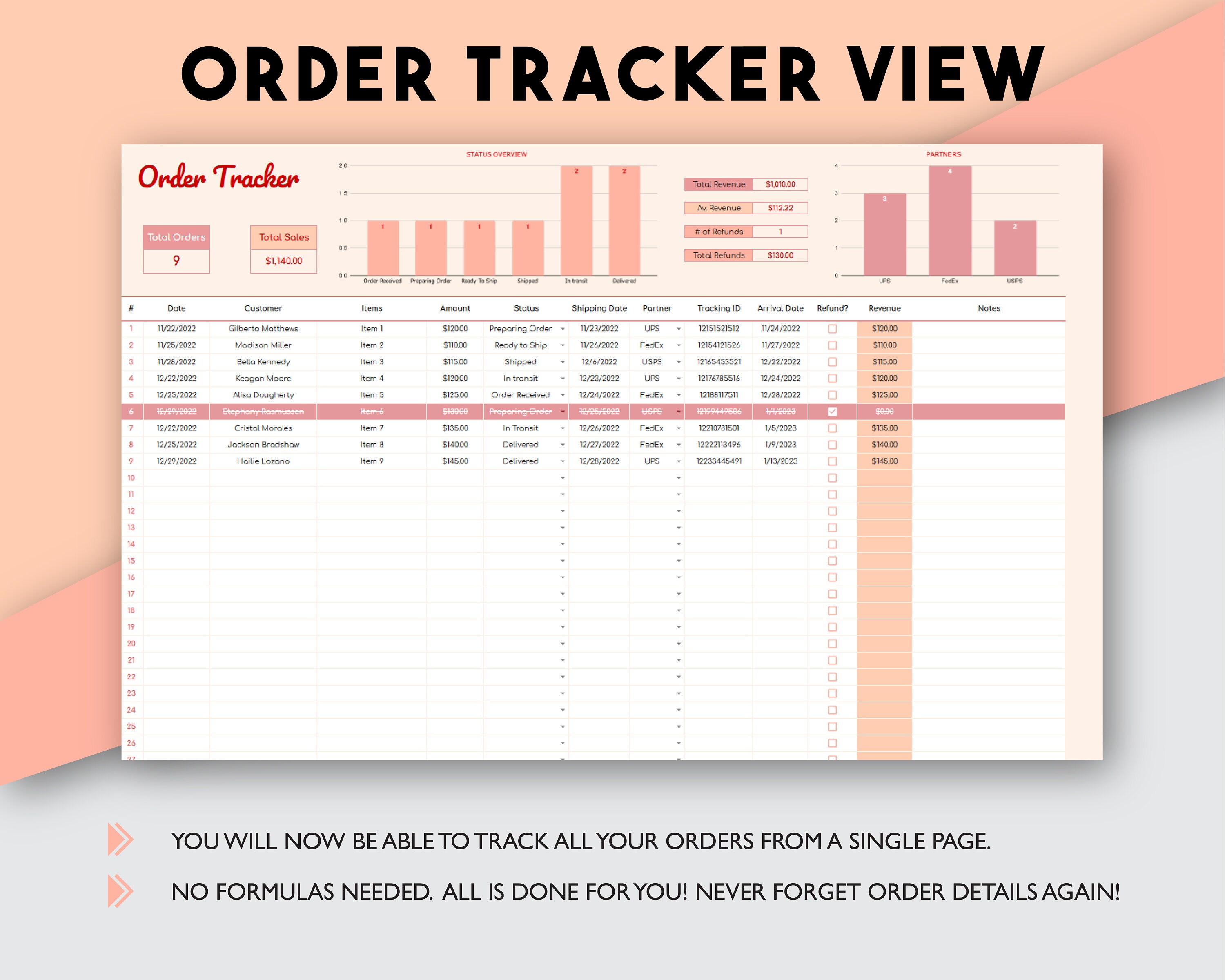 Order Tracker | Business Tracker | Small Business | Spreadsheet ...