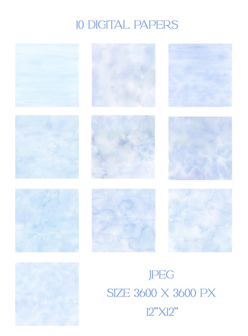 Light Blue Watercolor Background, Sky Blue Digital Paper, Watercolour ...
