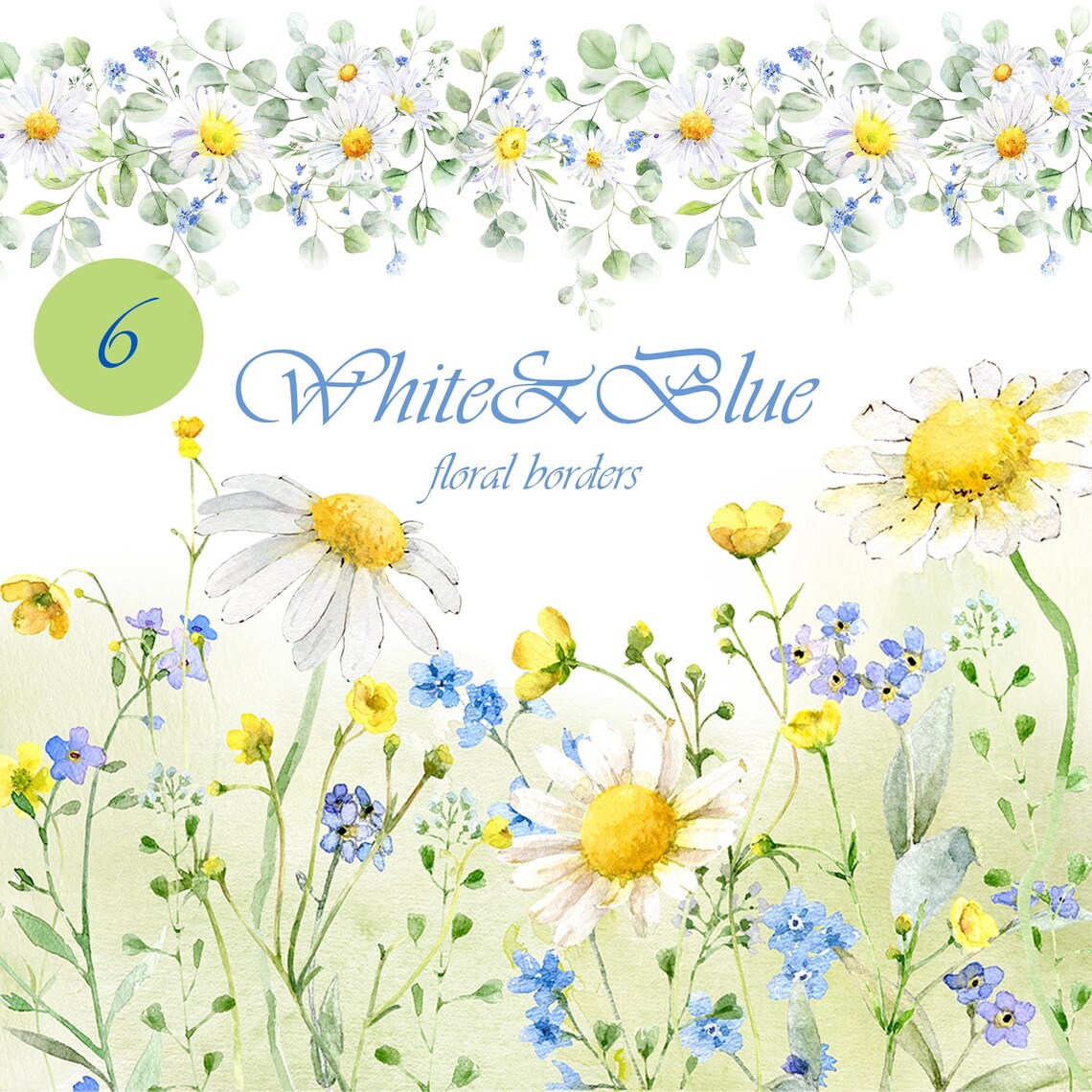 Watercolor Daisy Clipart, Watercolour Wildflowers Clip Art, Forget Me ...