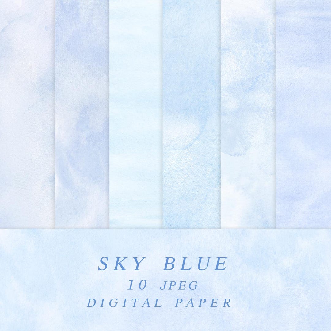 Light Blue Watercolor Background, Sky Blue Digital Paper, Watercolour ...