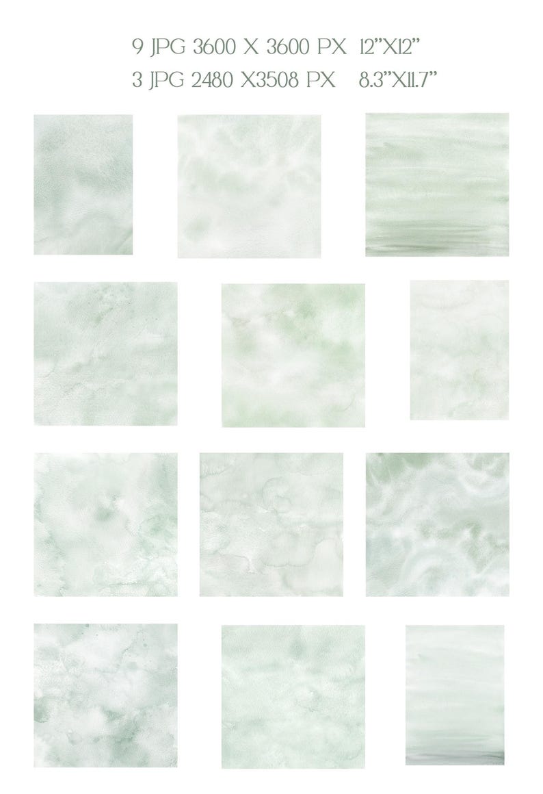 Watercolor Digital Paper, Sage Green Background Watercolour, Light ...