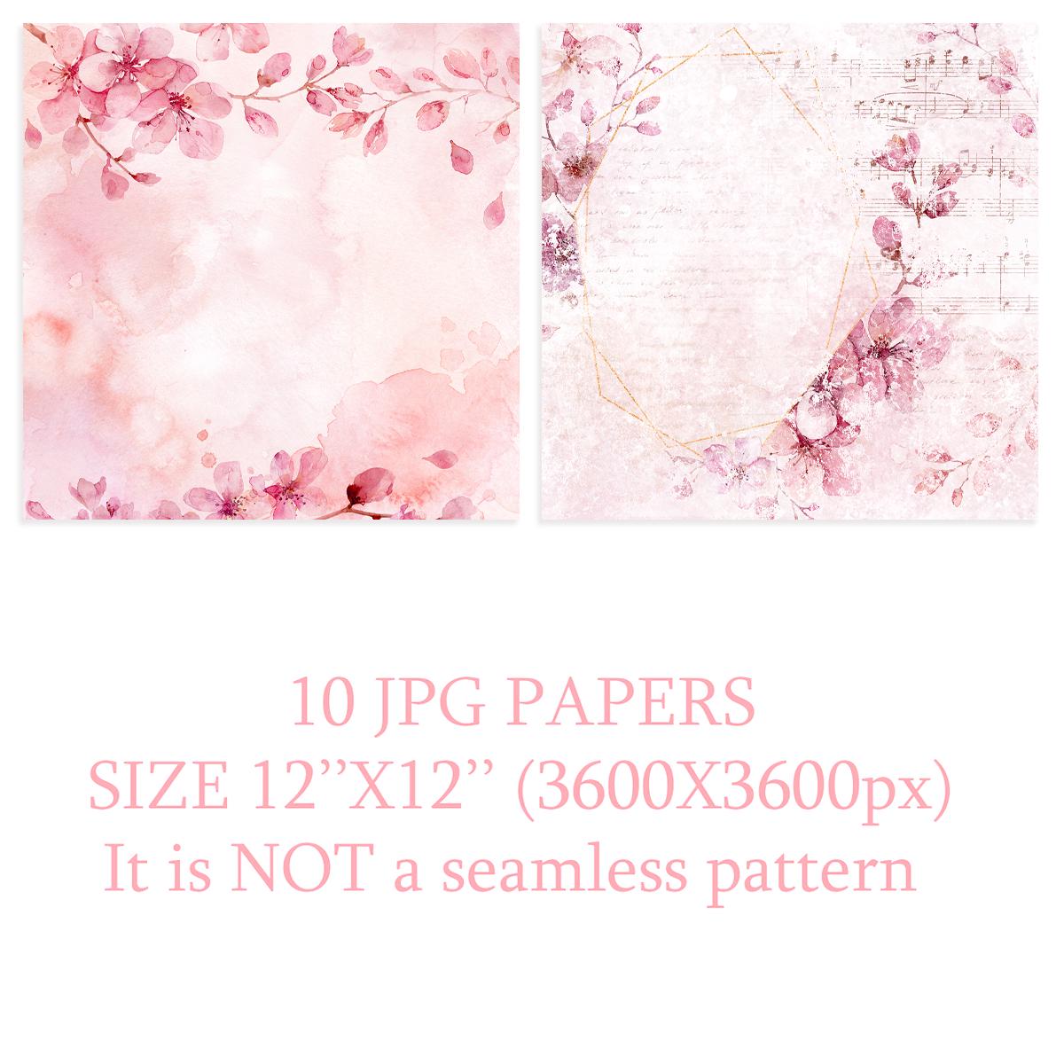 Blush Pink Watercolor Floral Digital Paper Pack Pale Pink Flower ...
