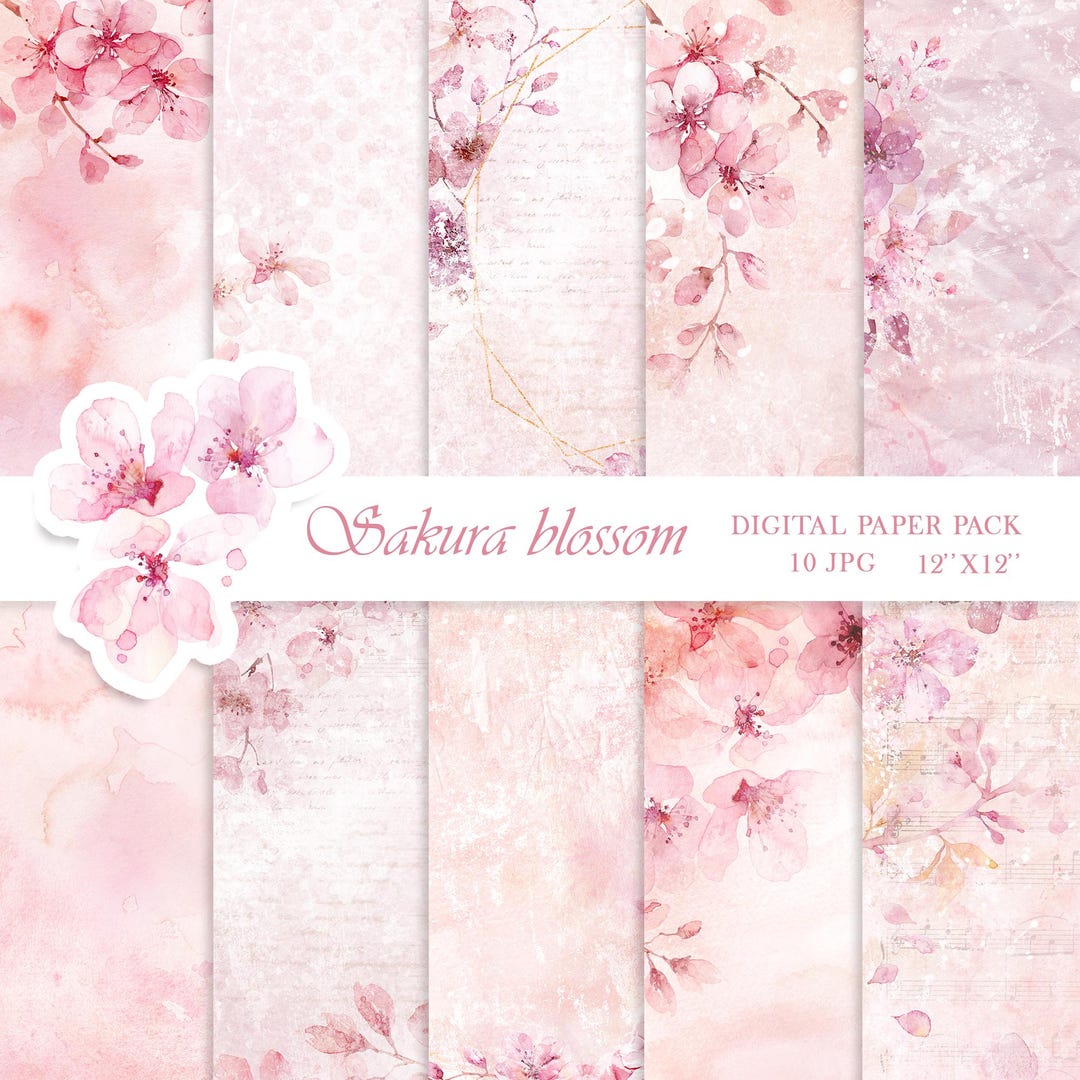 Blush Pink Watercolor Floral Digital Paper Pack Pale Pink Flower ...